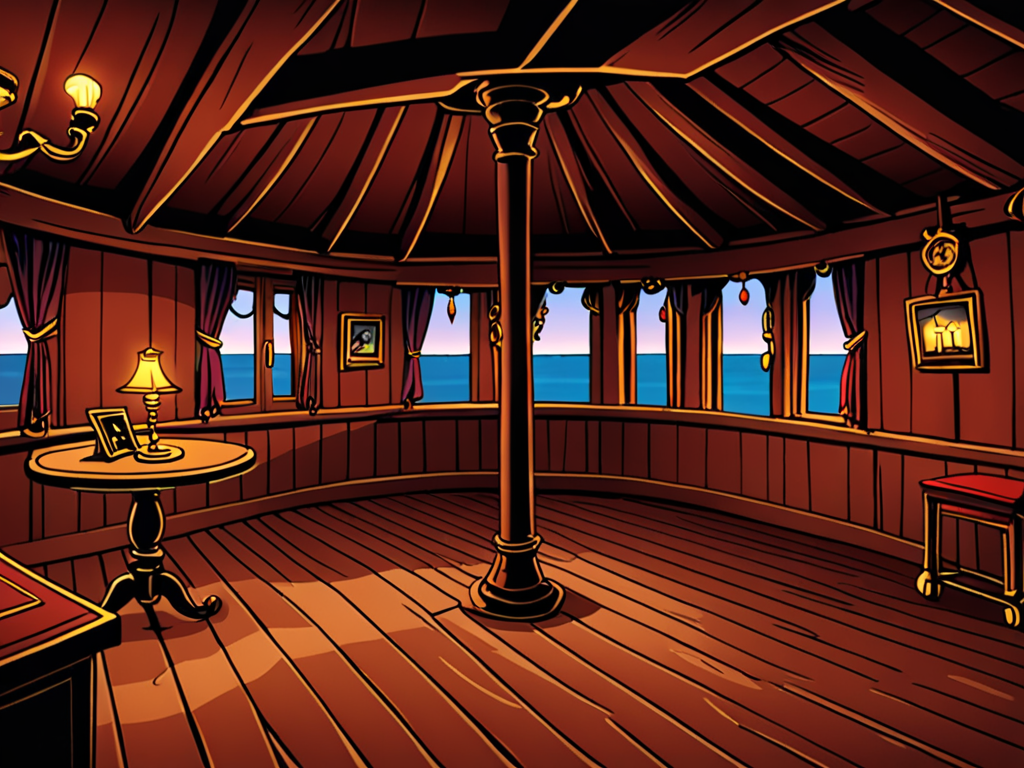 Interior of Captain Hook's state room on the pirate ship from the ...