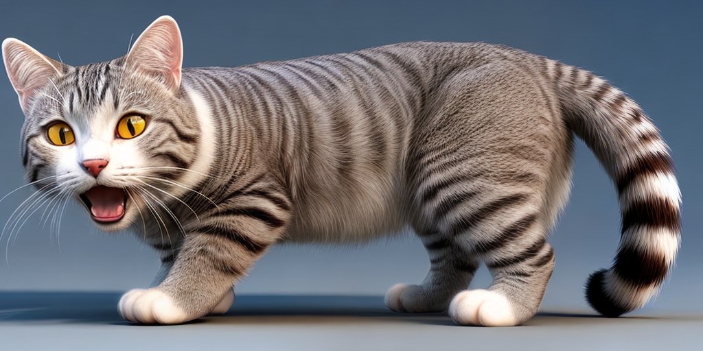 Kucing putih lucu bermata indah sedang berjalan, ekornya melingkar ...