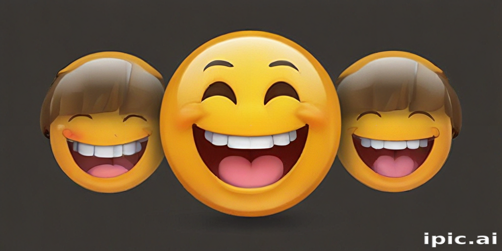 Three Joyful Emoji Faces Expressing Happiness and Laughter Together