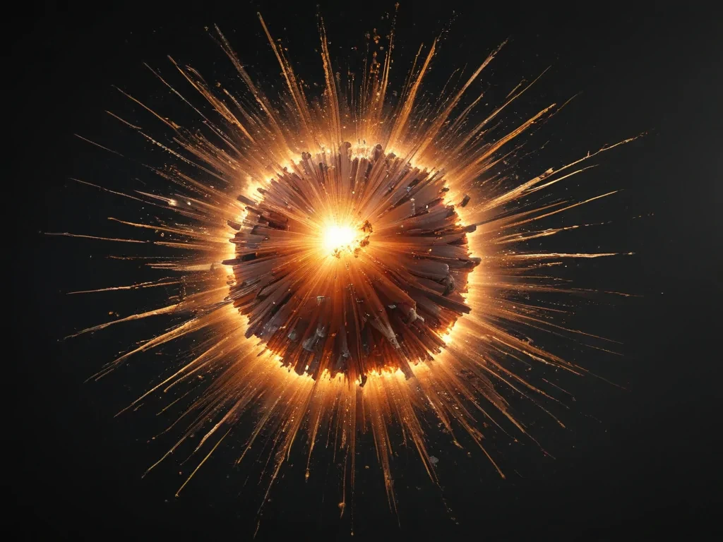 Explosive Energy Burst Radiating Brightly Against a Dark Background