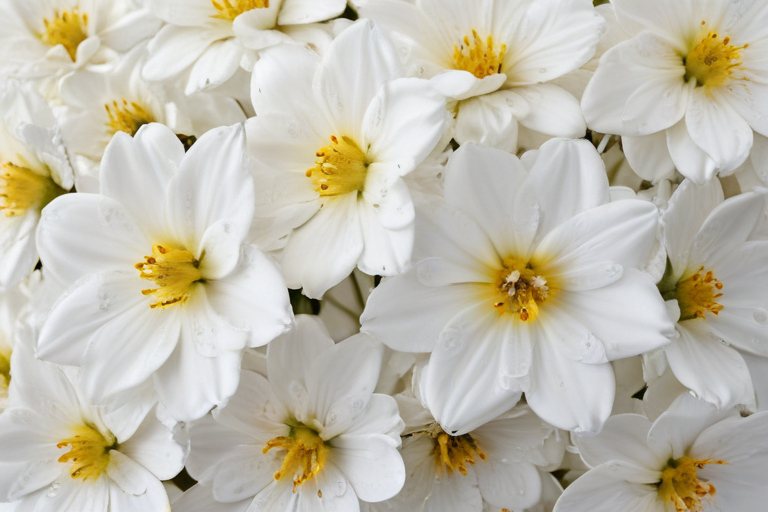 A Beautiful Arrangement of Fresh White Flowers with Yellow Centers.