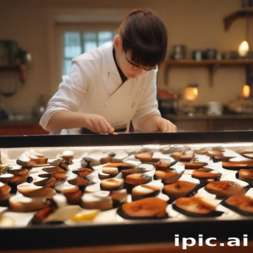 Chef Carefully Arranging an Artistic Display of Sliced Ingredients on a ...