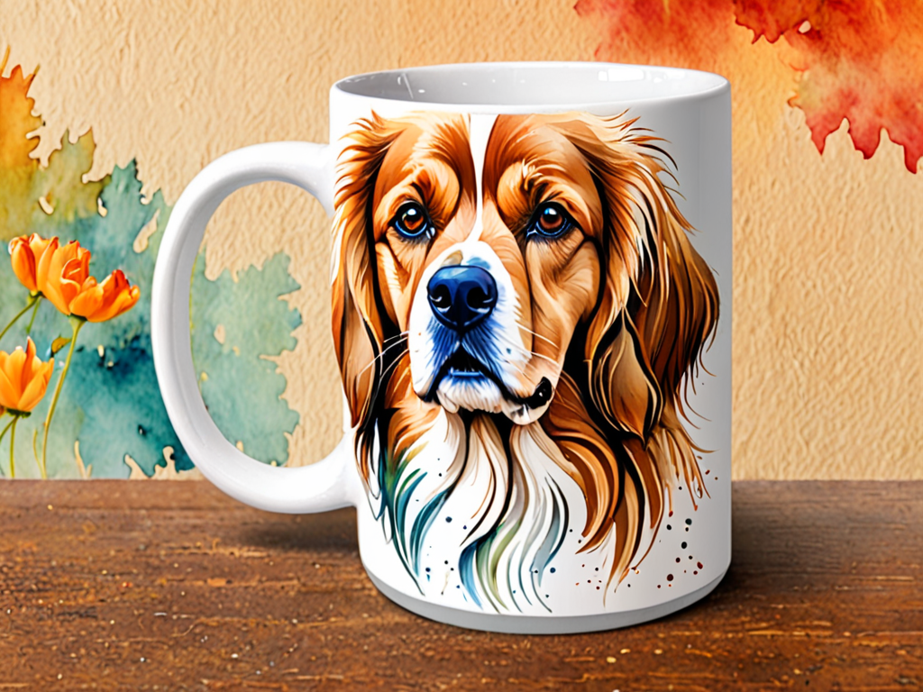 mug dog, champion, gorgeous, with long hair, detailed, high quality ...