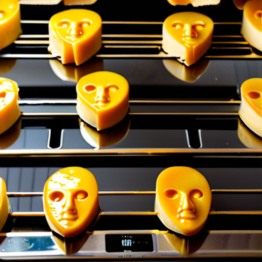 A human, made out of cheese is melting in the oven