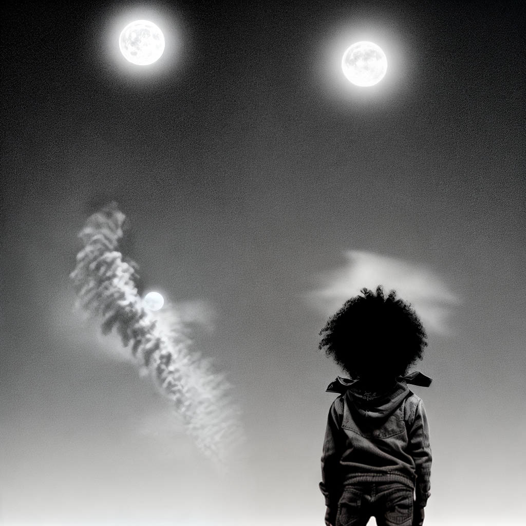 kid staring at night black and withe