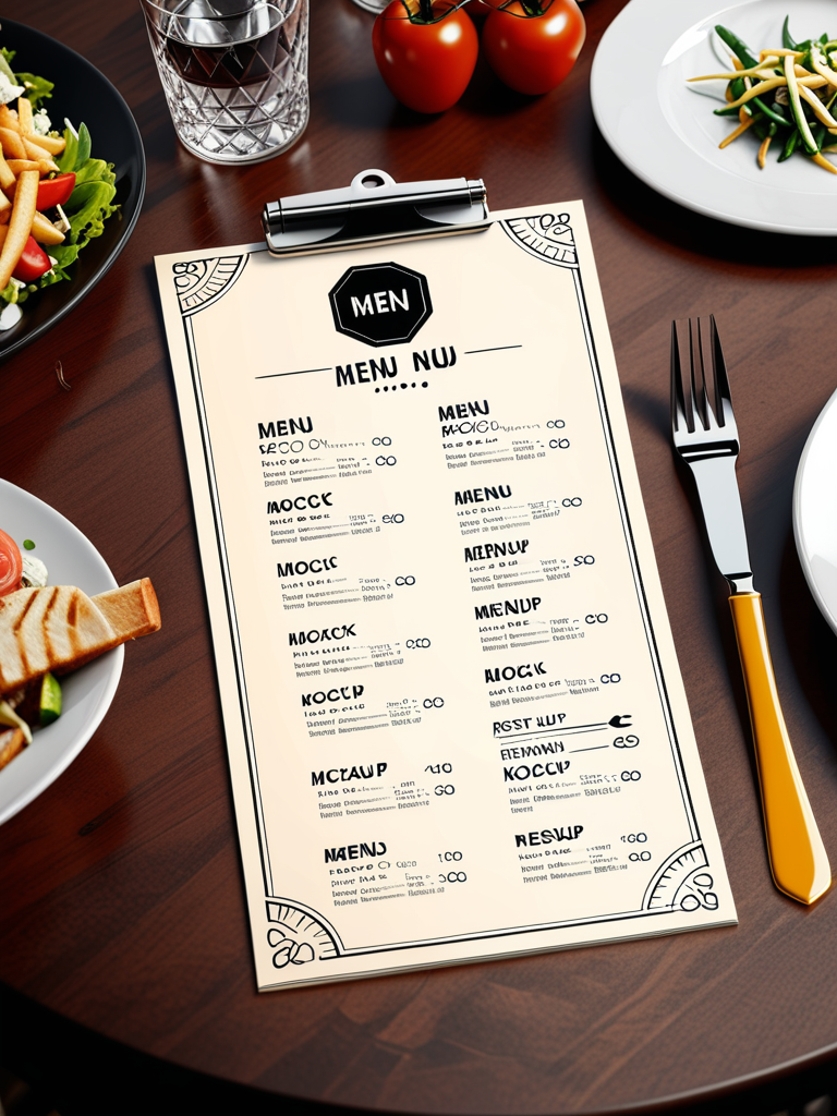 Artfully Designed Restaurant Menu Featuring a Variety of Delicious Dishes