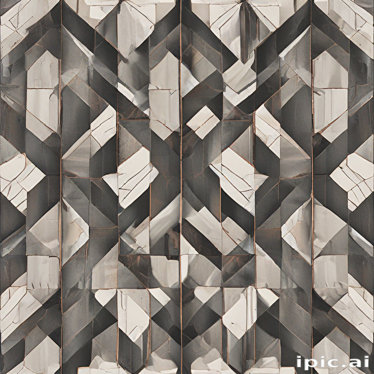 Intricate Geometric Design Featuring Layers of Textured Gray and White ...