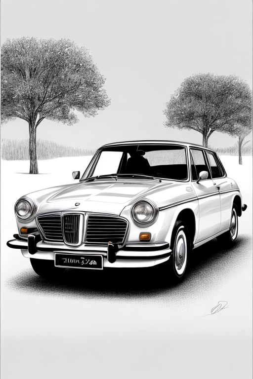 dream vintage Saab coloring page, fine line art, white background ...