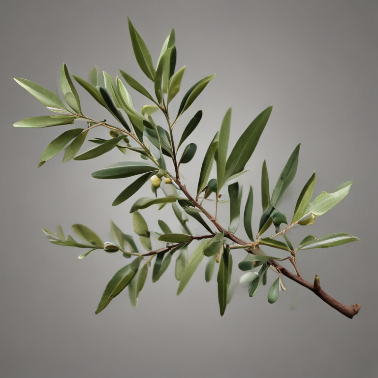 A Beautiful Olive Branch with Lush Green Leaves and Buds Displayed ...