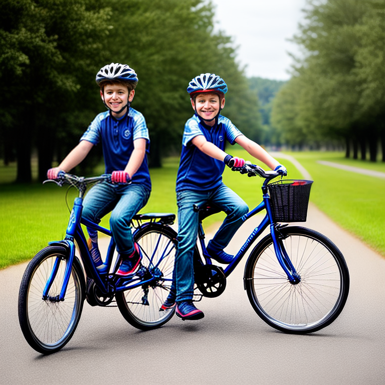 two brothers riding on a bicycle