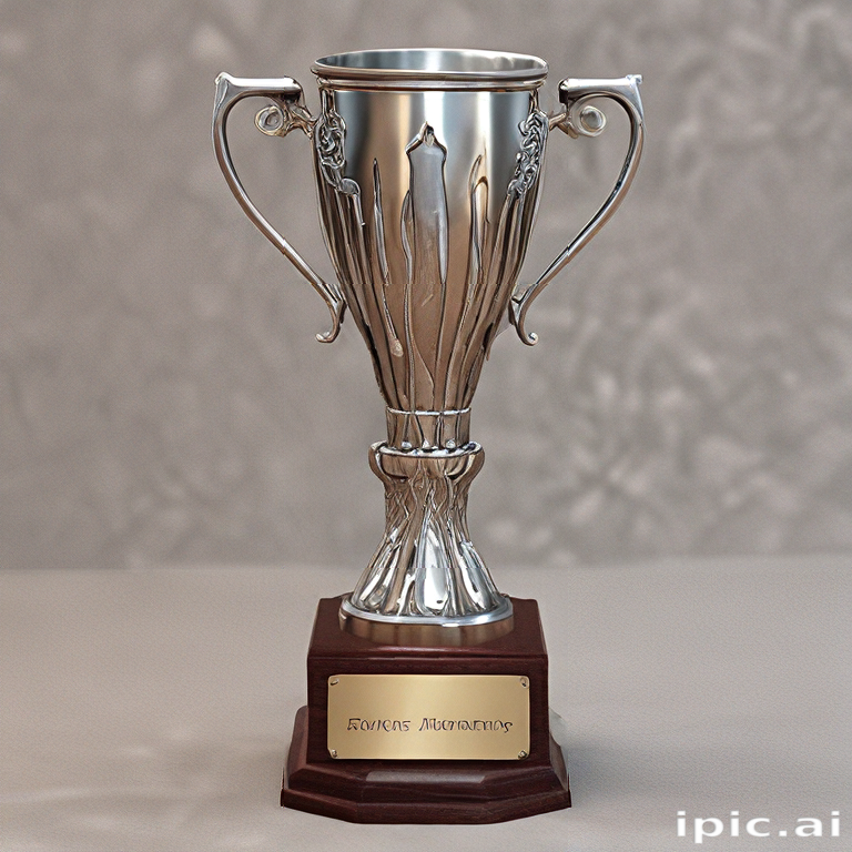Elegant Silver Trophy on Wooden Base for Outstanding Achievement ...