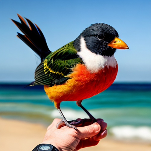 a bird eating ice cream