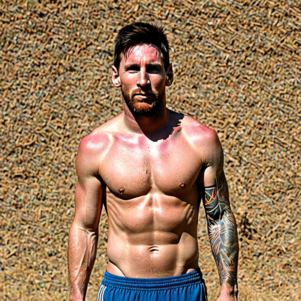 Messi sem camisa