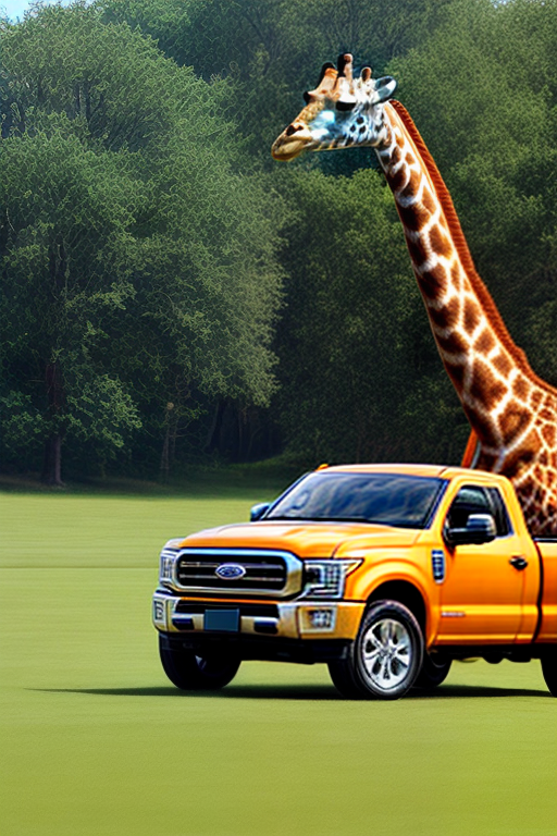 Giraffe driving a car