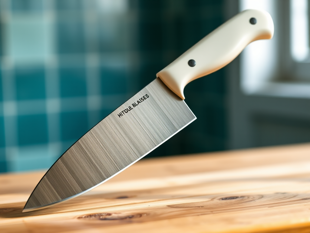 generate a high-resolution image of a kitchen knife with a stainless ...