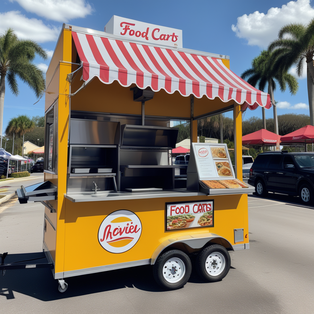 Bright and Cheerful Food Cart Trailer Ready for Delicious Street Cuisine.