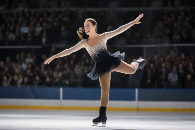 Dynamic Silhouette of a Skater Performing an Impressive Trick on Ice