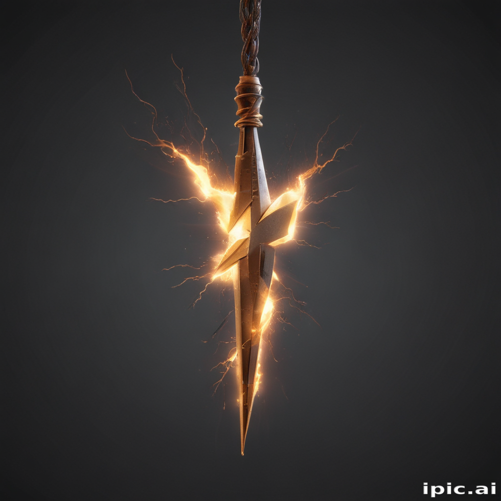 An Electrifying Spear Pendant Surrounded by Dynamic Lightning Effects