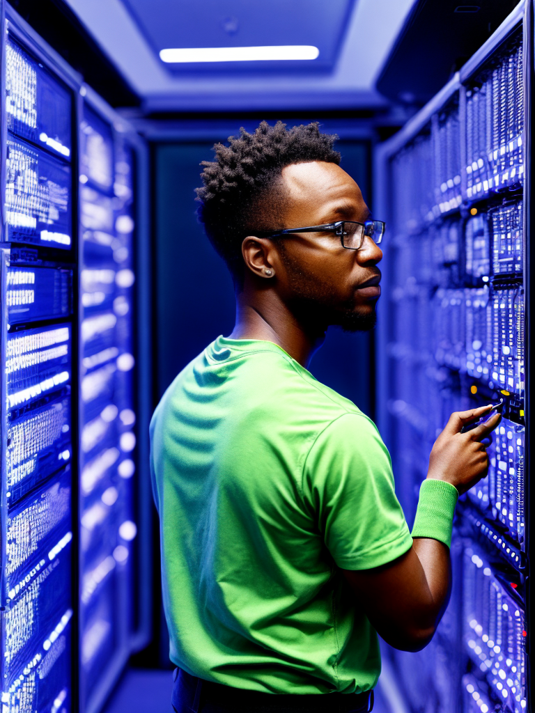 African IT Engineers working in data center