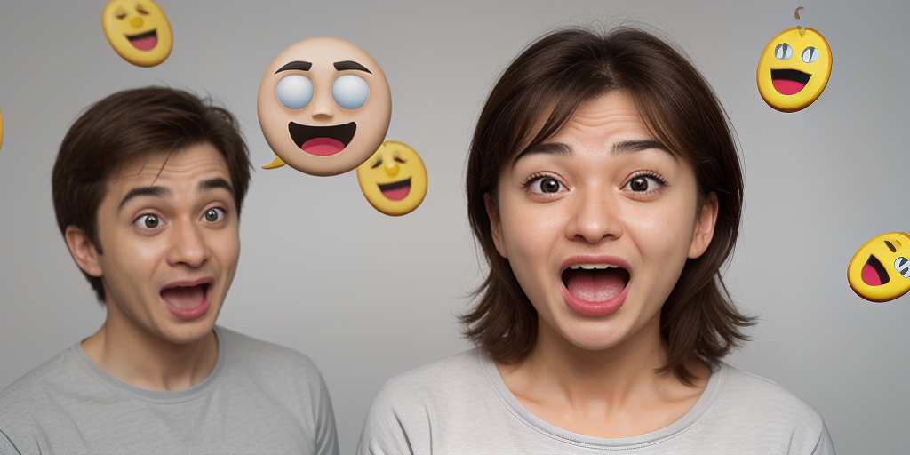 Two Friends Expressing Joy with Exciting Emoji Reactions in Fun Atmosphere