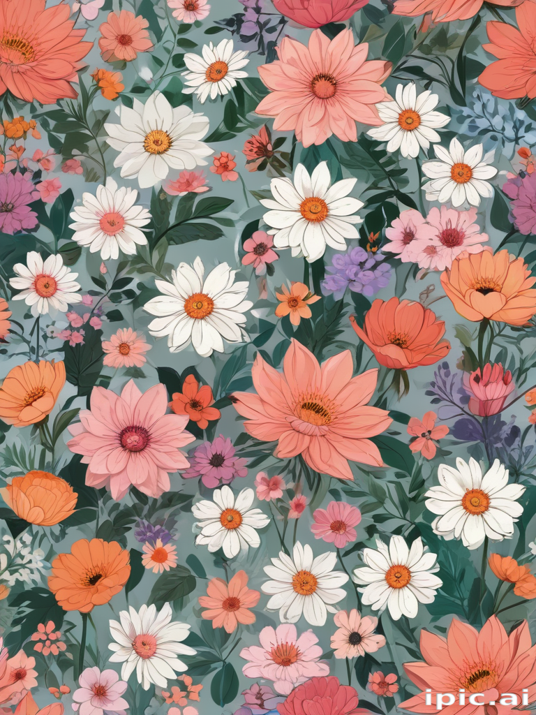 Vibrant Floral Pattern Featuring a Beautiful Assortment of Colorful ...