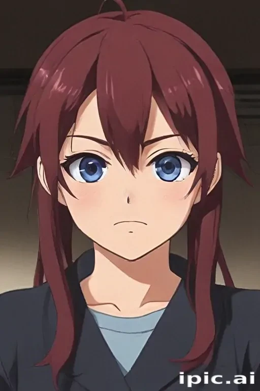 Determined Anime Character with Striking Blue Eyes and Serious Expression