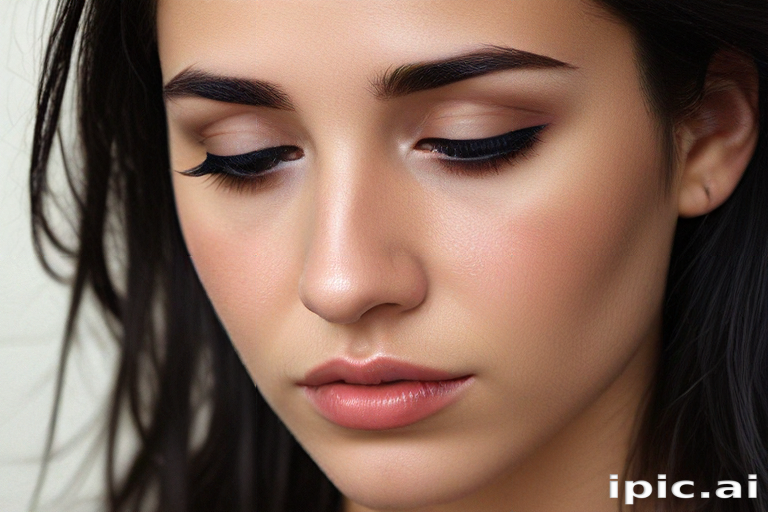 Close-Up Portrait of a Young Woman with Natural Makeup and Soft Features