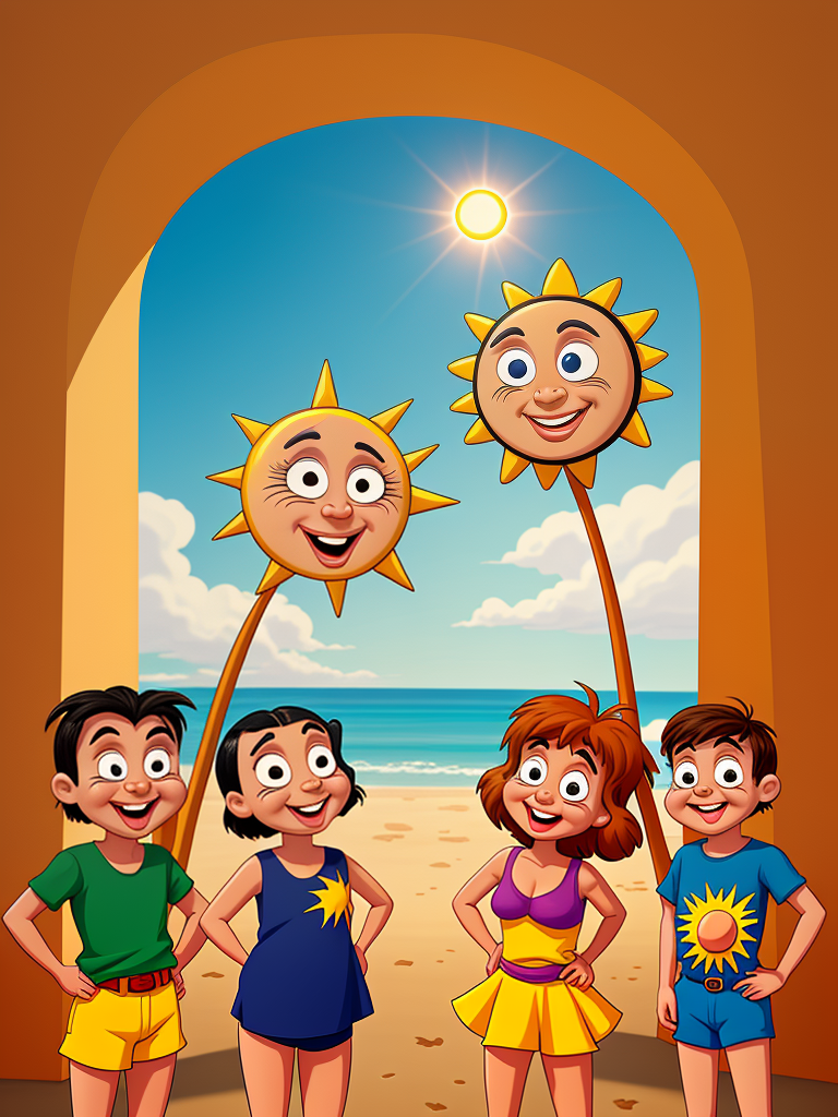 Joyful Kids Enjoying a Sunny Day at the Beach Together