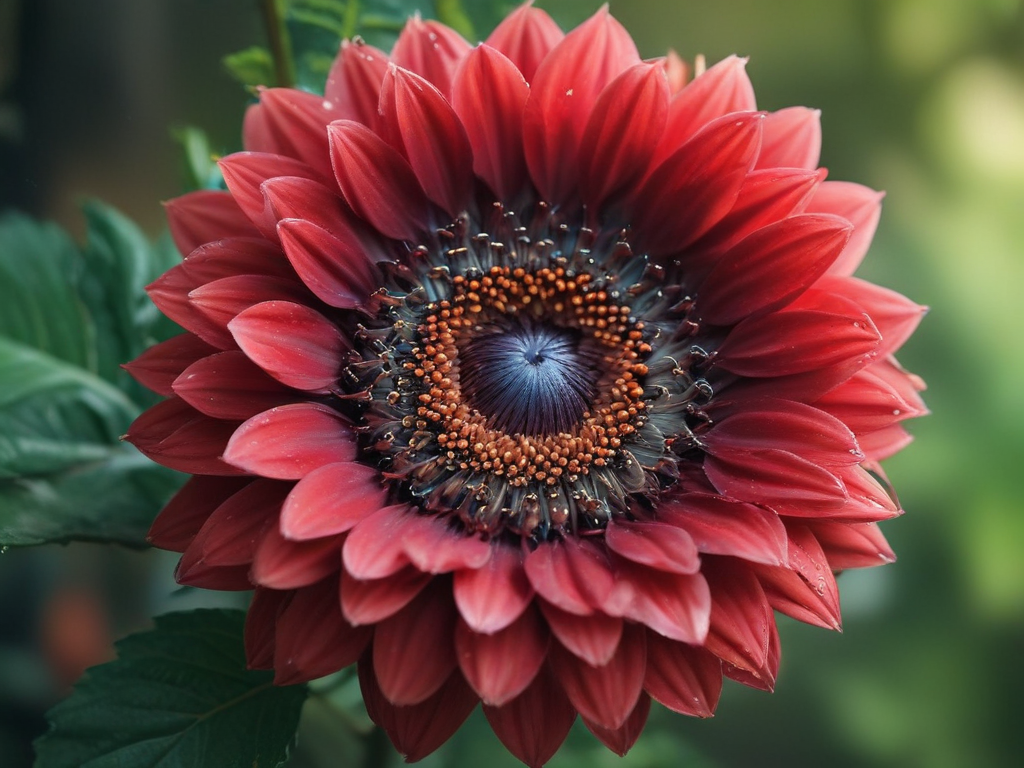 A Stunning Close-Up of a Vibrant Red Flower with Intricate Petals