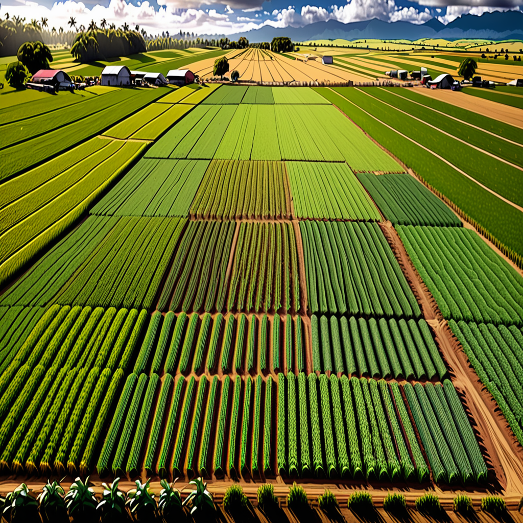 Aerial View of Vibrant Agricultural Fields with Diverse Crop Patterns ...