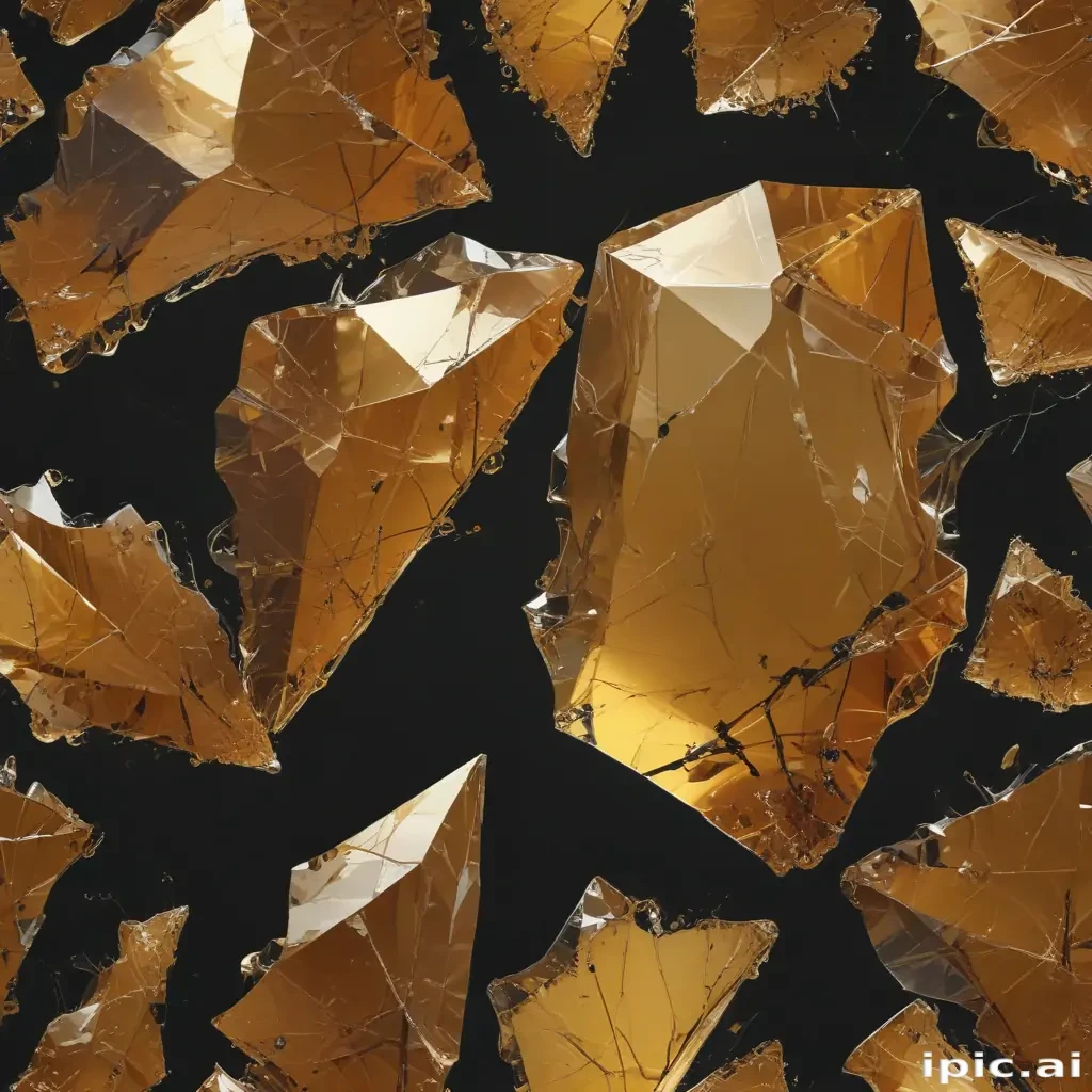 Stunning Collection of Glimmering Amber Crystals Against a Dark Background