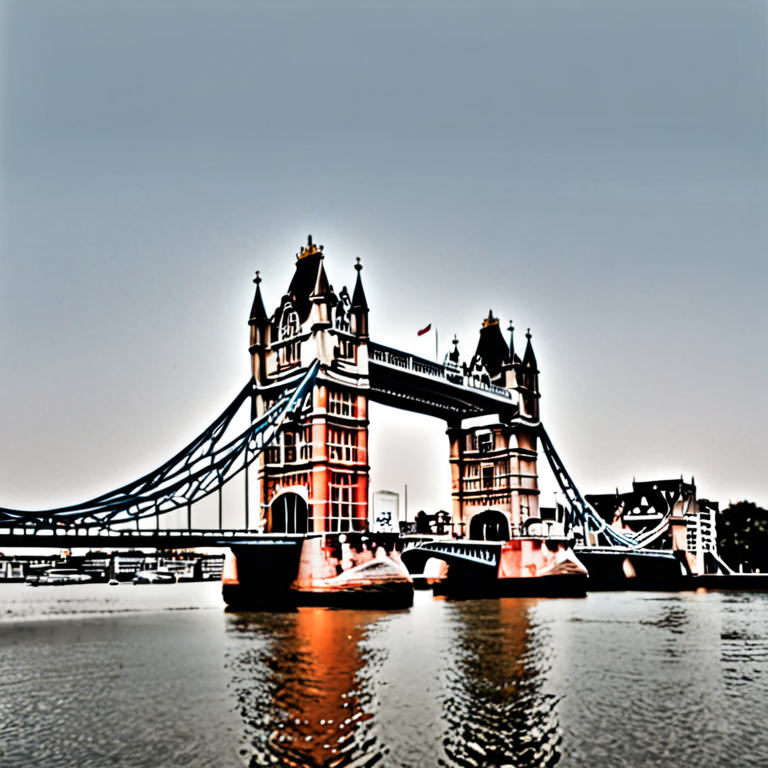 London bridge illustration in red and white