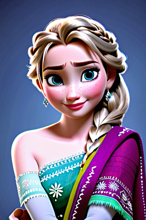 Elsa and Anna hugs together in saree indian smile frozen disney smile ...