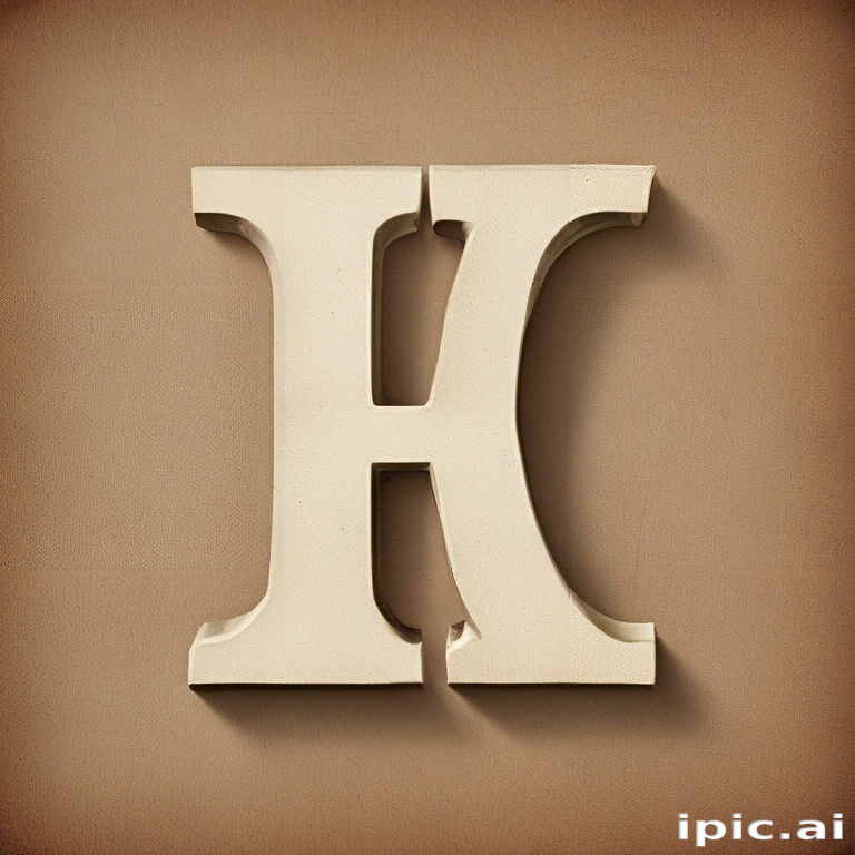 Stylized Letter H in Cream Color Against a Soft Brown Background