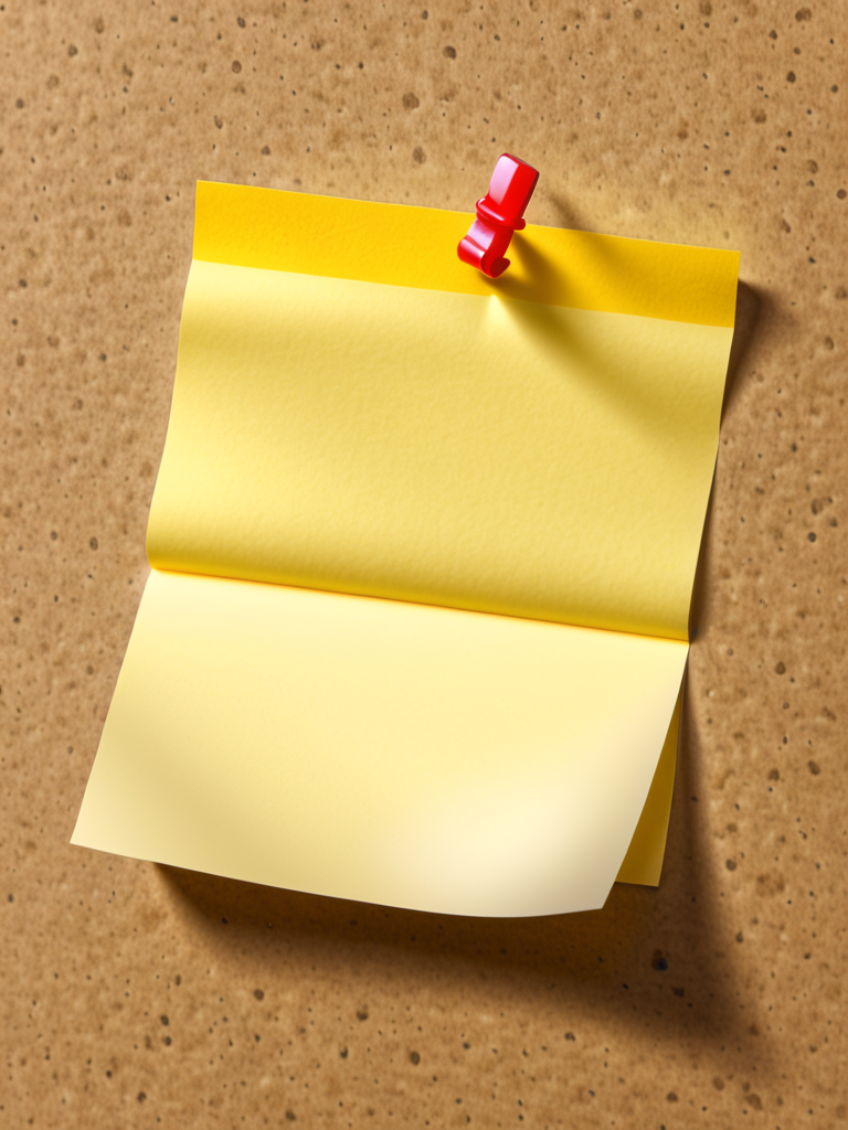 Bright Yellow Sticky Note Clipped to a Corkboard for Important Reminders