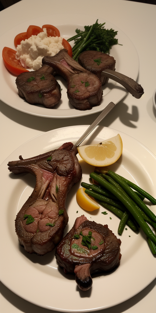 Deliciously Grilled Lamb Chops Served with Rice and Colorful Vegetables