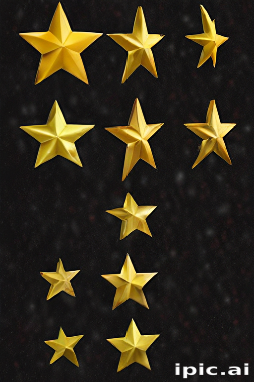 A Collection of Golden Stars in Various Sizes Against a Dark Background