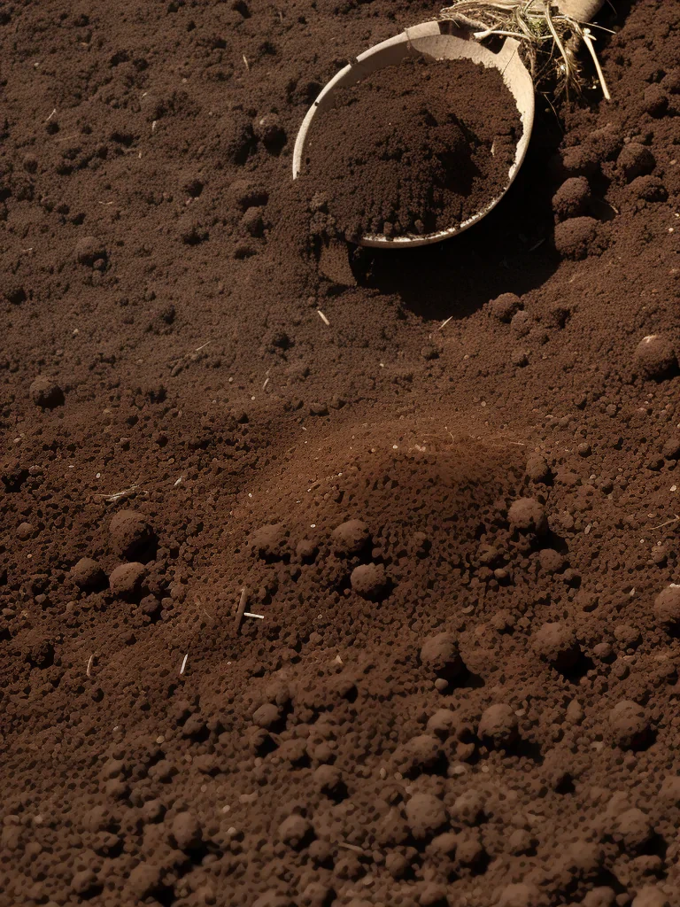 Close-Up View of Rich, Dark Soil with a Scoop Full of Earth