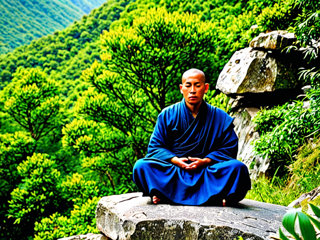 monk meditation in mountain