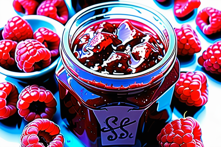 Vibrant and Juicy Raspberry with Lush Green Leaves on Top