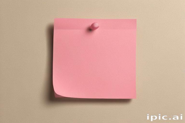 Empty Pink Sticky Note Tacked to a Beige Wall Waiting for Ideas