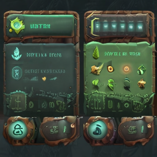 game UI set, visual novel, buttons, forest, green, game design ...