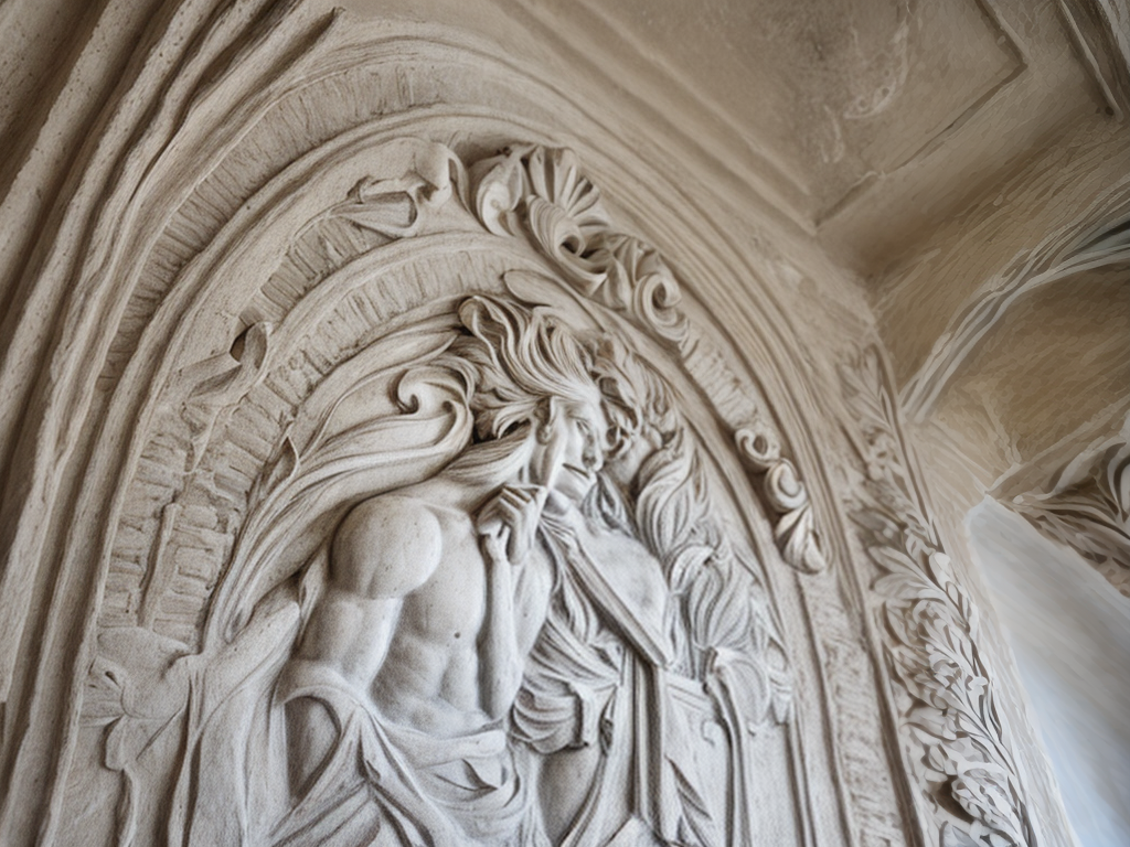decorative plaster bas-relief in the interior