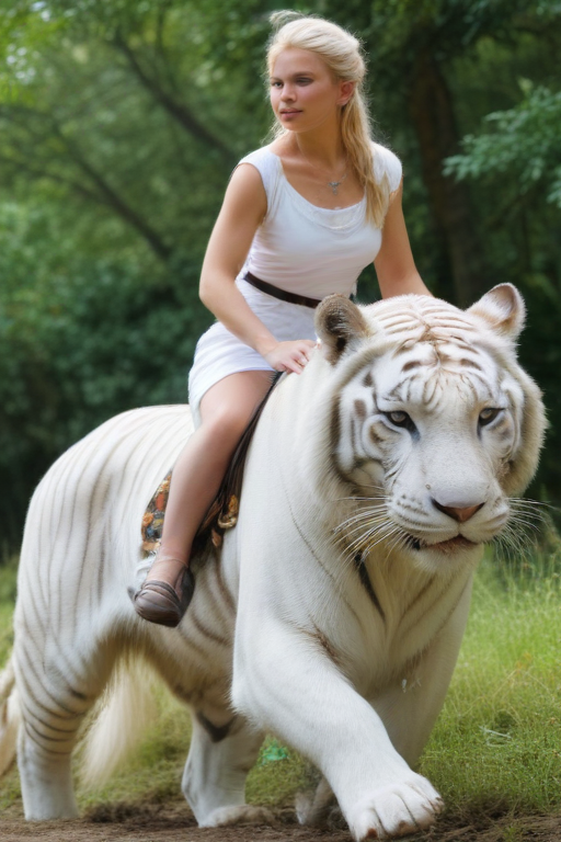 Princess riding a white tiger