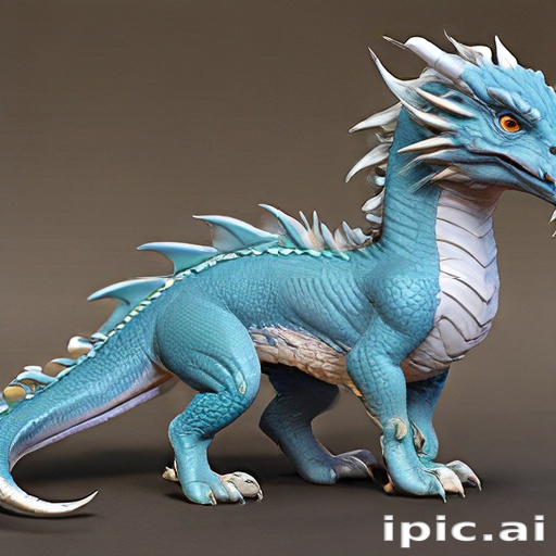 A Majestic Blue Dragon with Intricate Scales and Fierce Expression.