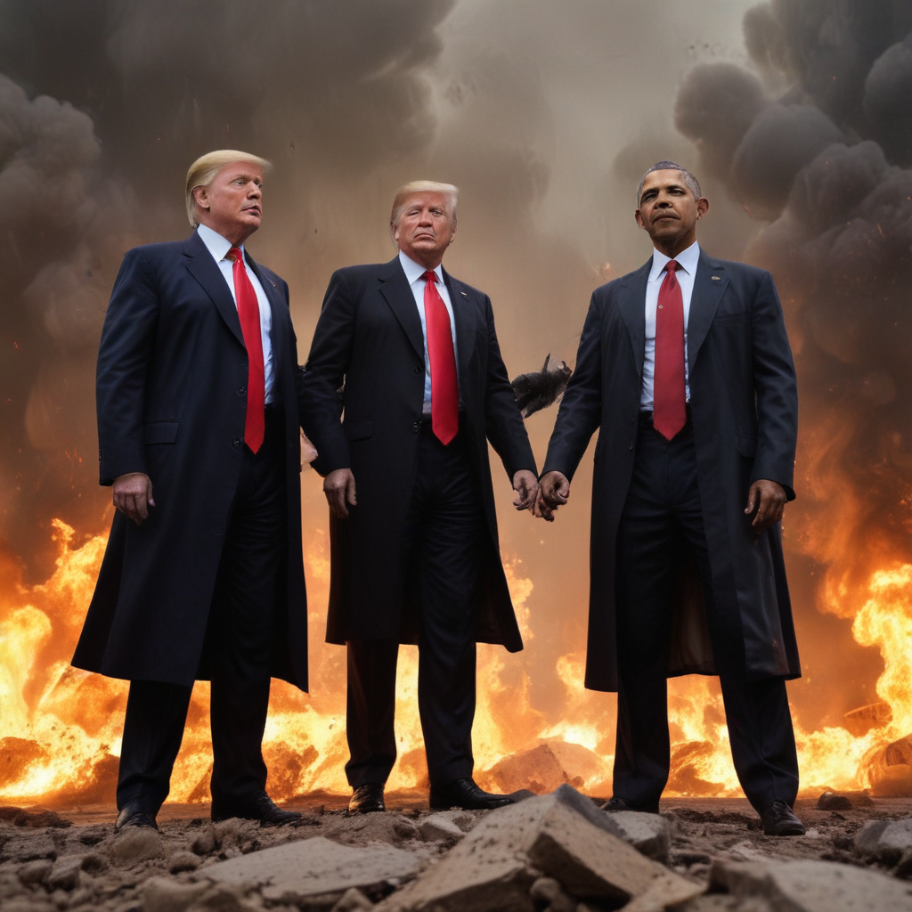 Donald Trump and Barrack Obama having an extremely Godlike, bloody, and ...