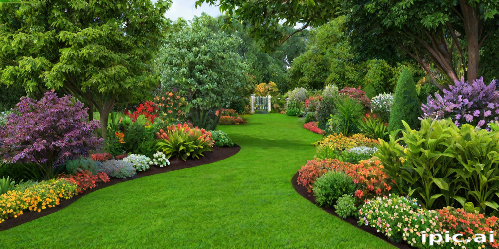 A Beautifully Landscaped Garden Filled with Vibrant Flowers and Lush ...