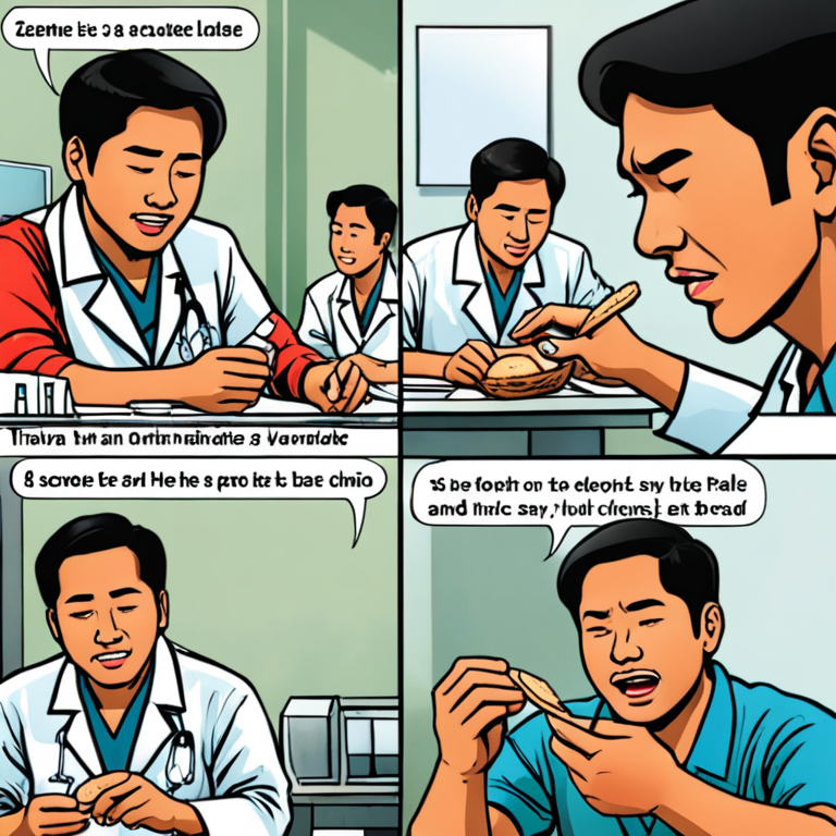 Create one comic scene in Clinic. Scene in Malaysia. Visual like ...