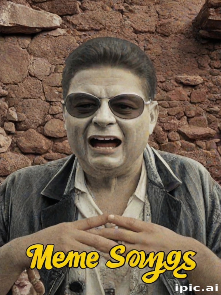 Humorous Character Singing with Passion in a Unique Meme Song Scene