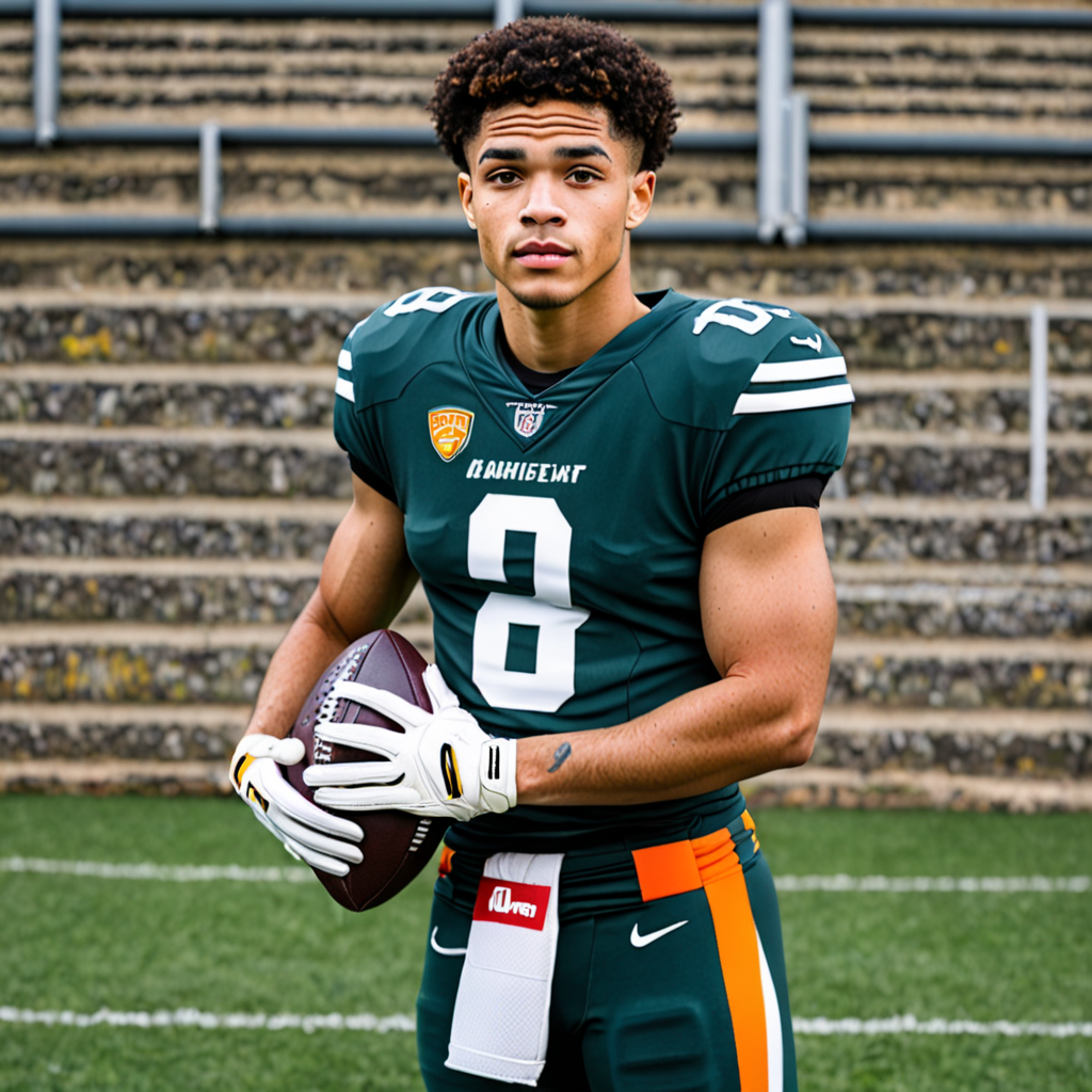 a lightskin man in football gear with no sponsors or words on the ...